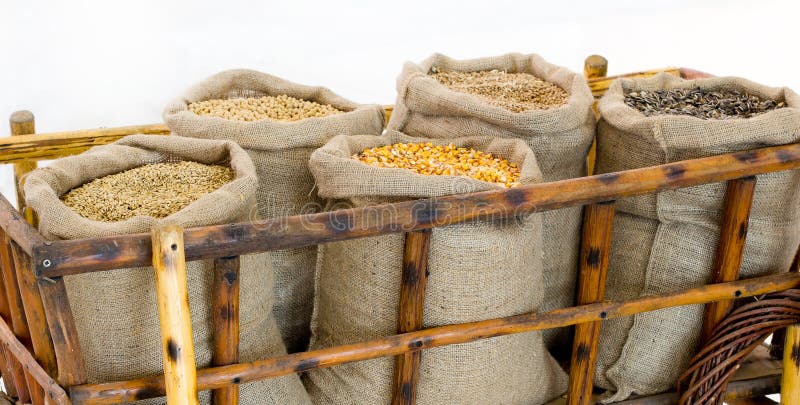 Stack hemp sacks of rice stock photo. Image of natural - 38968058