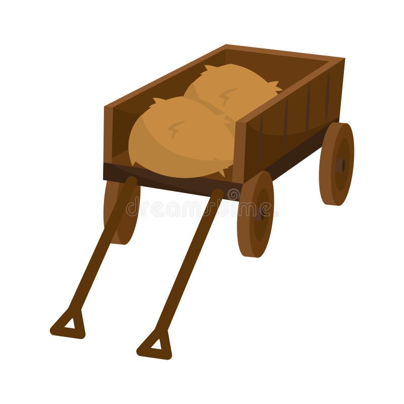 Wooden Cart with Hay Sacks. Vector Stock Vector - Illustration of ...