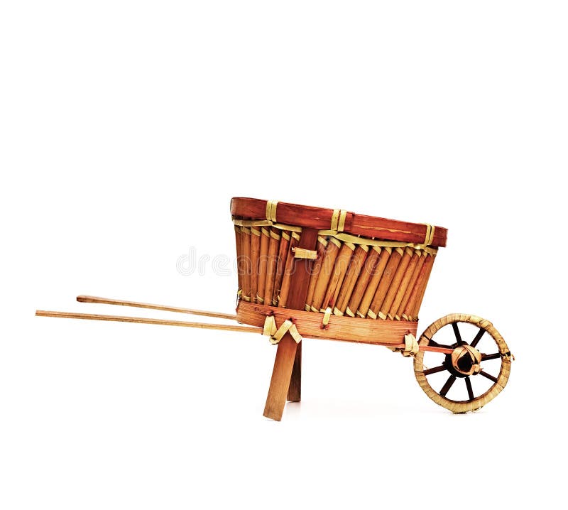 Old Wooden Two-wheeled Cart Isolated Stock Image - Image of vintage ...