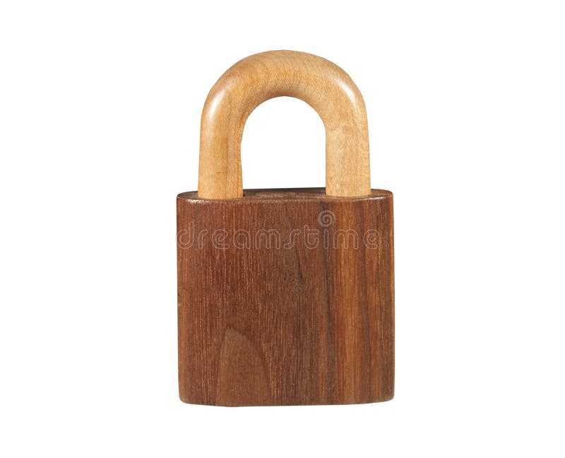 Wooden Carved Padlock Isolated Stock Image - Image of walnut, secure ...