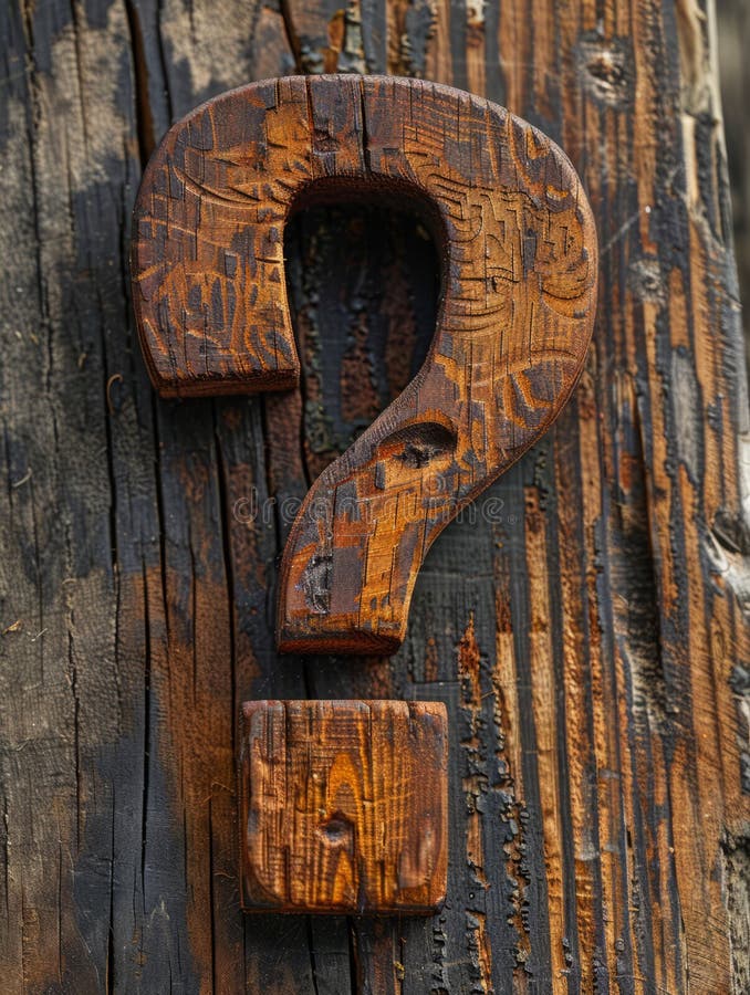 A Wooden Carved Question Mark with a Rustic and Weathered Texture ...