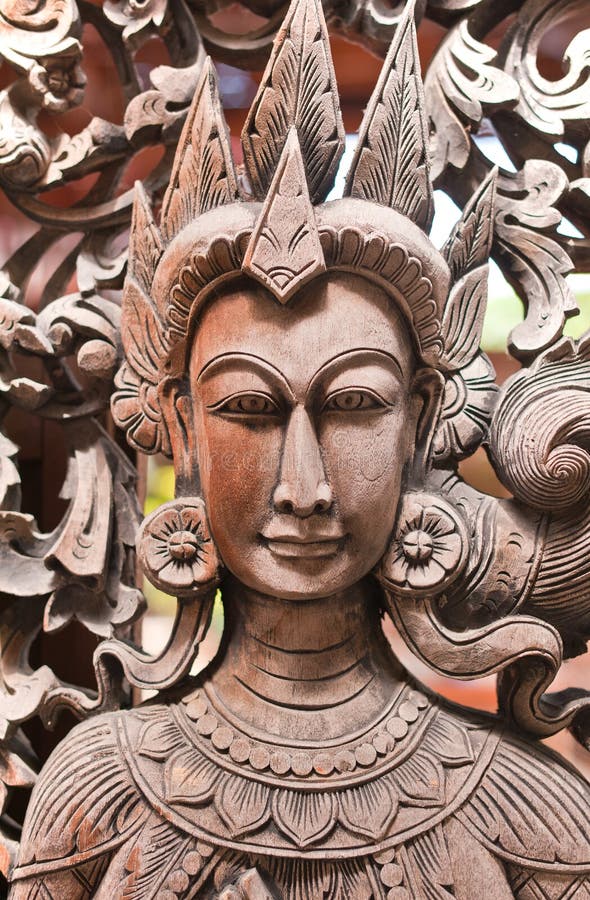 Wooden Carving in Thai Style Stock Image - Image of carve, texture ...