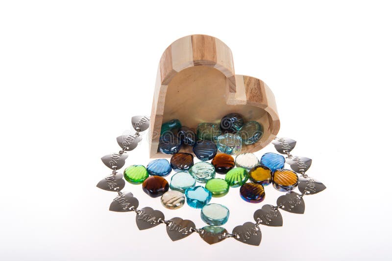Wooden Casket in the Form of Heart with Colored Stones Stock Photo ...