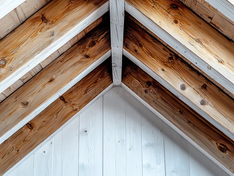 Wooden Beams and White Paneling of a Ceiling Stock Illustration ...