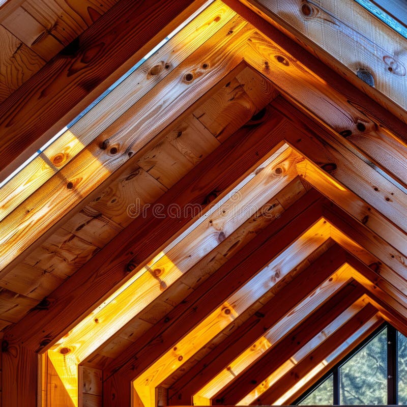 Wooden Ceiling with Geometric Shapes and Patterns Made of Natural ...