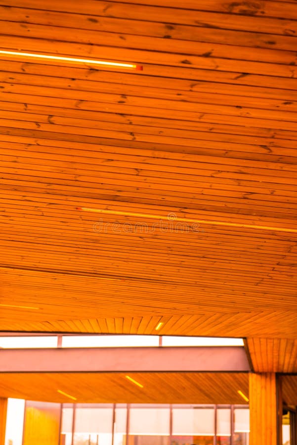 Wooden Ceiling of Modern Building Stock Photo - Image of plate, detail ...