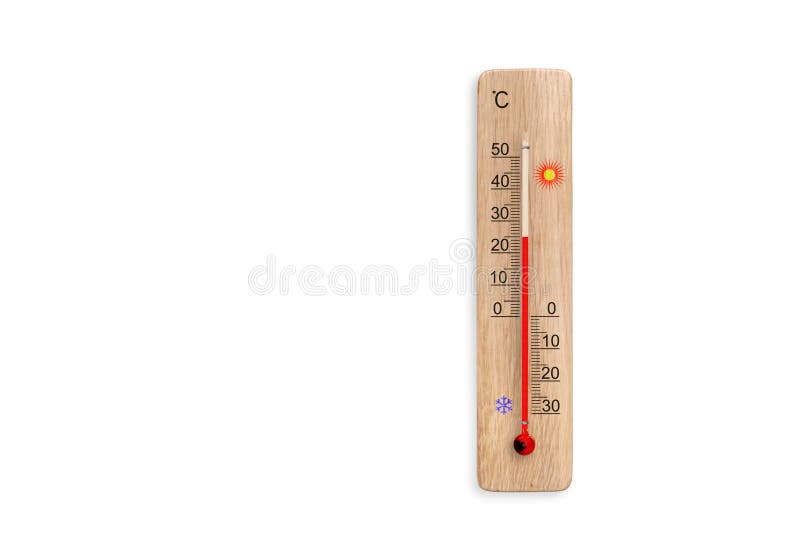 Wooden Celsius Scale Thermometer Isolated on White Background. Ambient ...