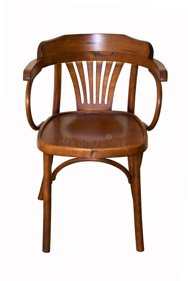Single Old Retro Wooden Chair with Back. Isolated. Stock Image - Image ...