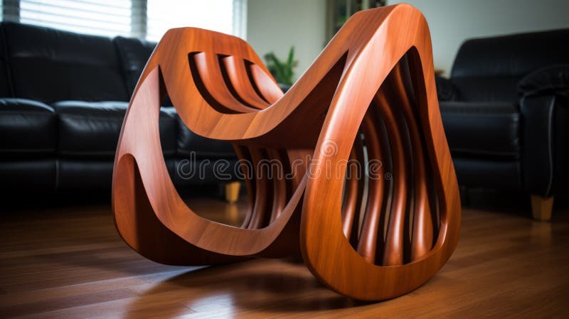 Modern Mahogany Rocking Chair with Unique Leg Design Stock Illustration ...