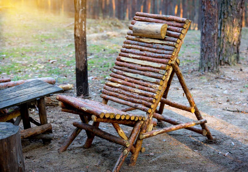 Wooden chair in forest stock image. Image of field, recreation - 58076247