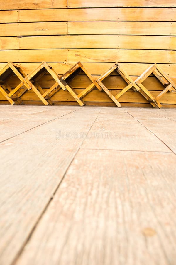 Wooden Chair on the in Front of the Wall Wood Stock Photo - Image of ...