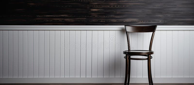 A Wooden Chair is Placed in Front of a Rectangular Table Against a ...
