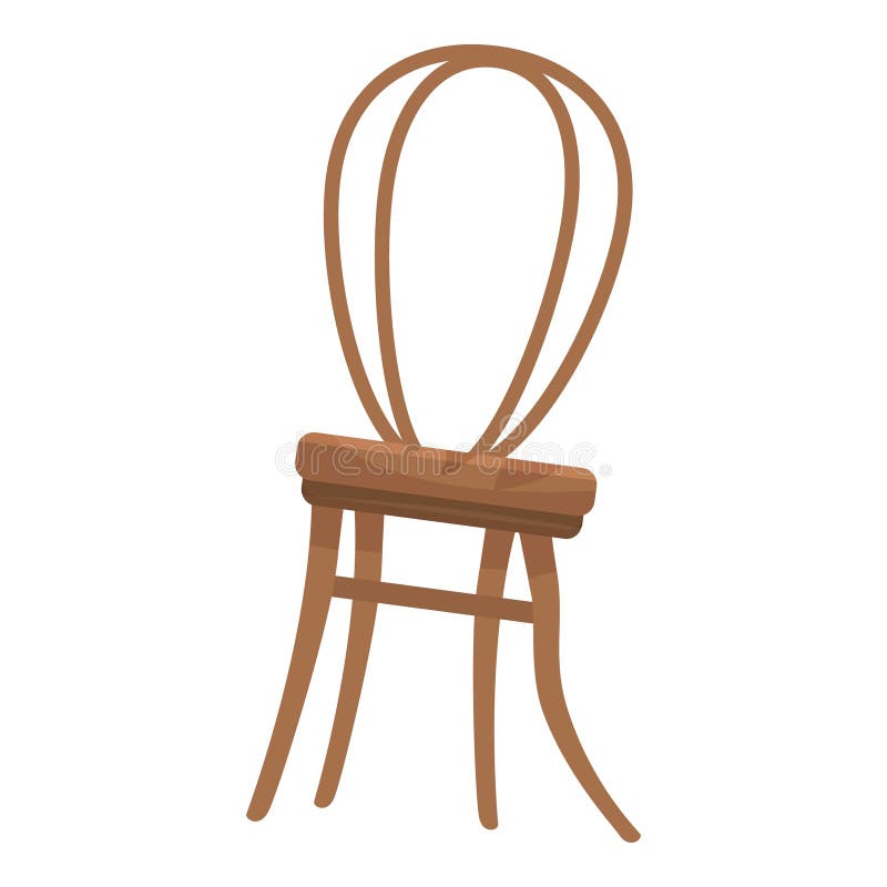 Wooden Chair Standing on Four Legs with Rounded Back Stock Vector ...