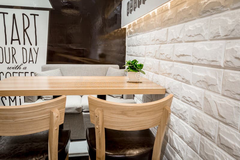 Wooden Chairs in Coffee Shop Stock Image - Image of interior, table ...