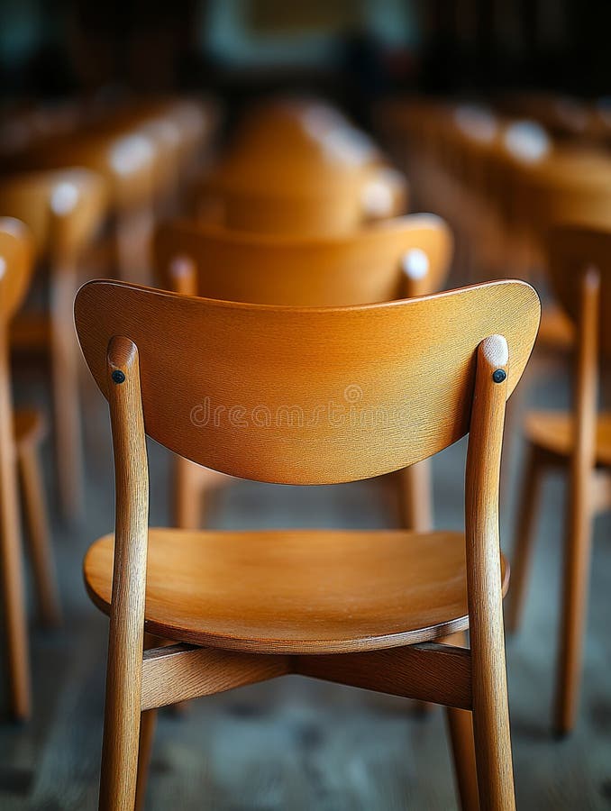 Wooden Chairs Rows Empty Classroom Auditorium Setting Stock Photos ...