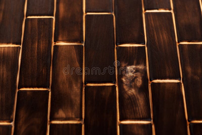 Wooden Charred Floor of Small Plates. Bottom View Stock Photo - Image ...
