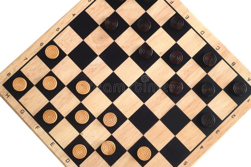 Wooden Checkerboard with Checkers Spaced Isolated on White Stock Image ...