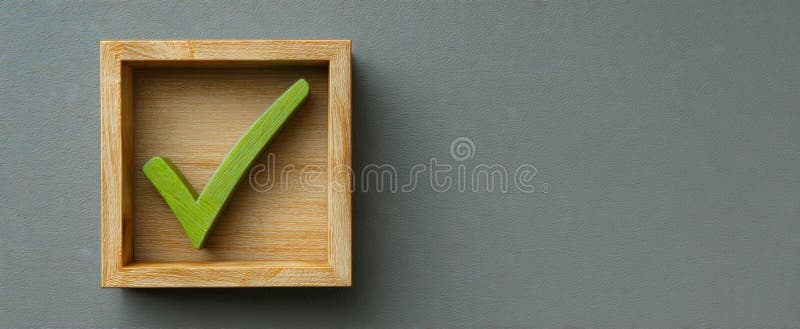 The Wooden Checkmark Representing Success and Confirmation in a Modern ...