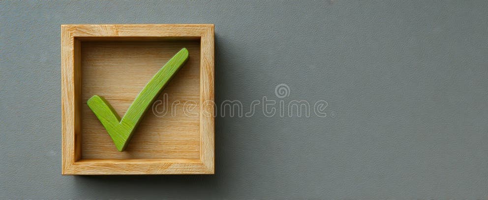 The Wooden Checkmark Representing Success and Confirmation in a Modern ...