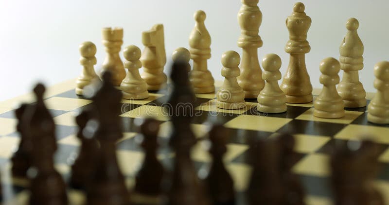 Wooden Chess Board. 4k Dolly Shot Stock Footage - Video of sliding ...