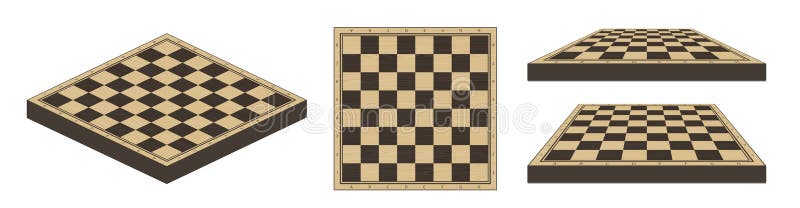 Wooden Chess Board Set. Top View and Perspective Chessboard with ...