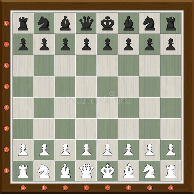 Wooden Chess Board with White and Green Squares with the White and ...