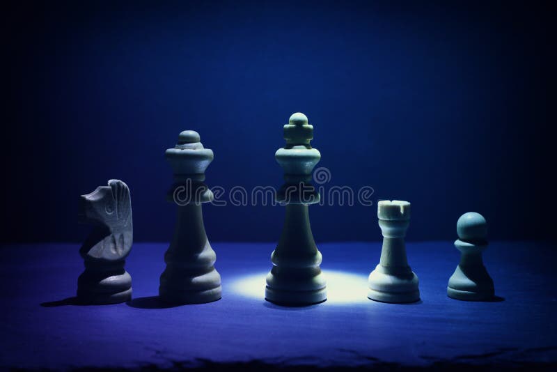 Wooden Chess Figures Under Dark and Dramatic Lighting Stock Photo ...