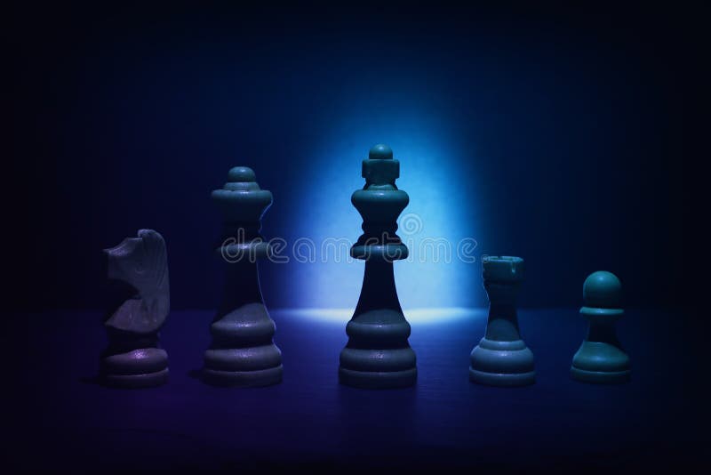 Wooden Chess Figures Under Dark and Dramatic Lighting Stock Image ...