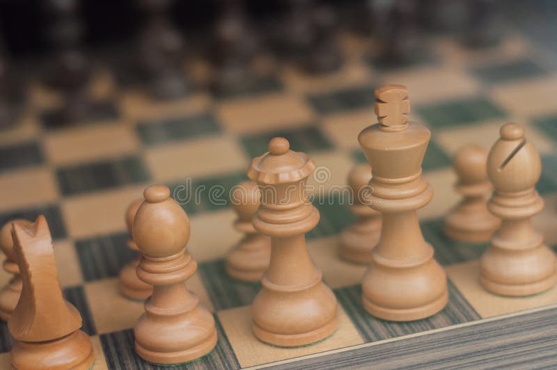 Wooden chess game in store stock image. Image of detail - 159175675