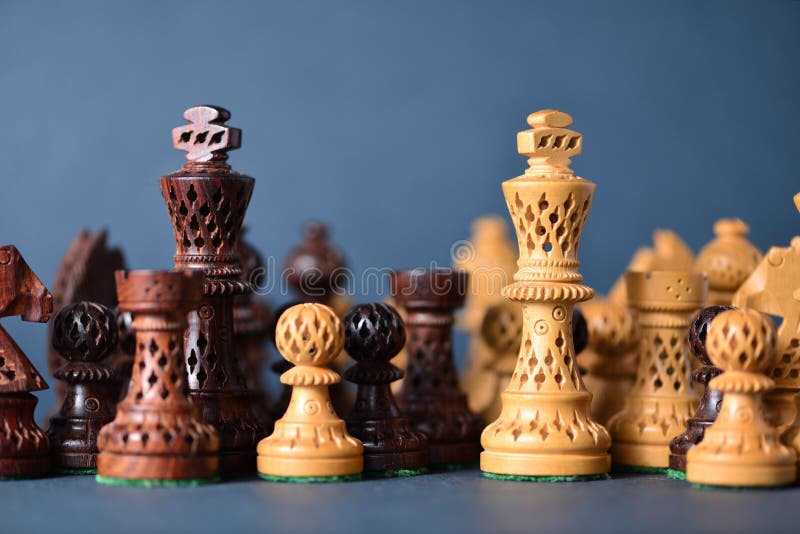 Wooden Chess on Gray Background Stock Photo - Image of intelligence ...