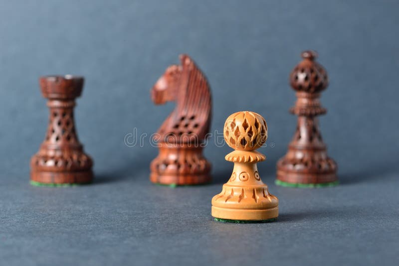 Wooden Chess on Gray Background Stock Image - Image of carved, contest ...
