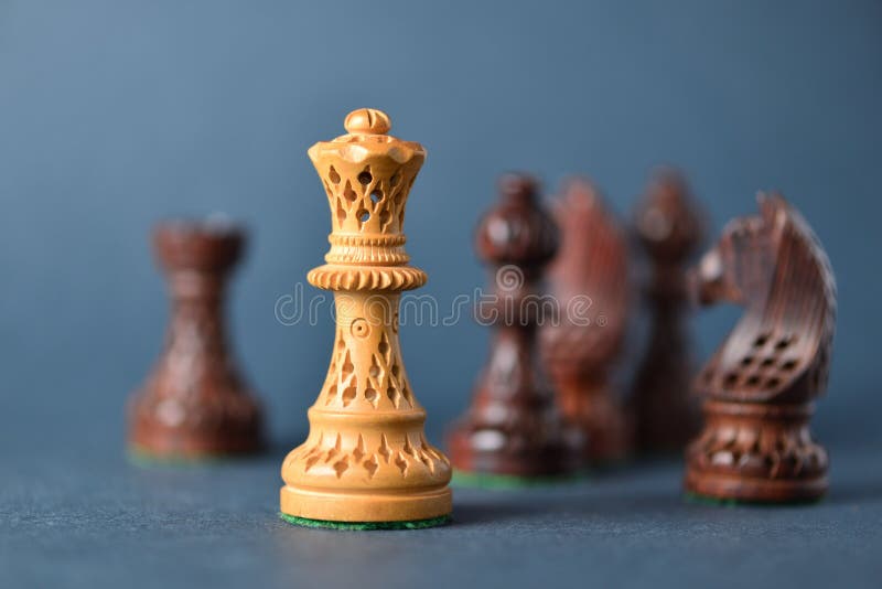 Wooden Chess on Gray Background Stock Image - Image of intelligence ...