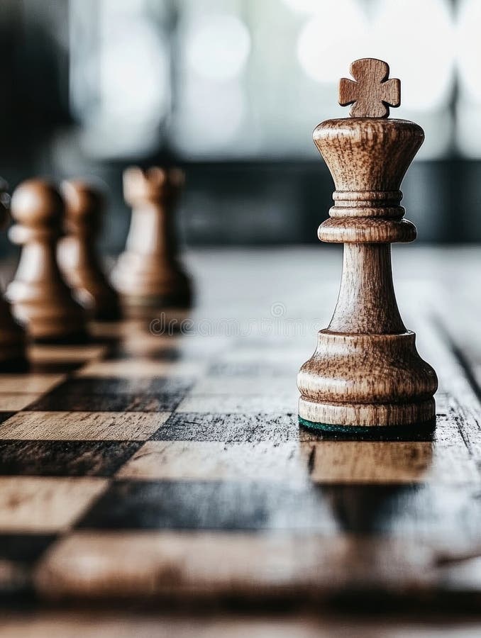 A Wooden Chess Piece is on a Checkered Board Stock Illustration ...