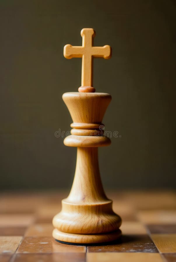 A Wooden Chess Piece with a Cross on Top of it Stock Image - Image of ...