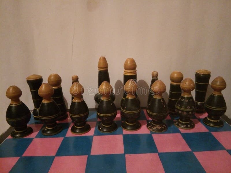 Wooden Chess Set Colored Antique Stock Image - Image of size, antique ...