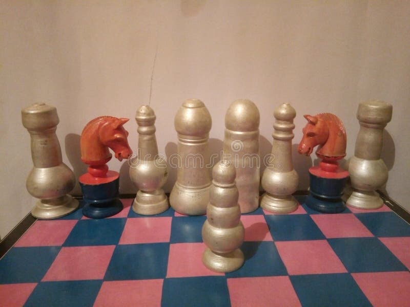 Wooden Chess Set Colored Antique Stock Image - Image of chessboard ...