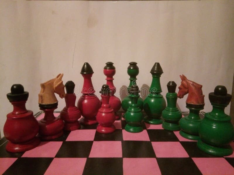 Wooden Chess Set Colored Antique Stock Image - Image of recreation ...