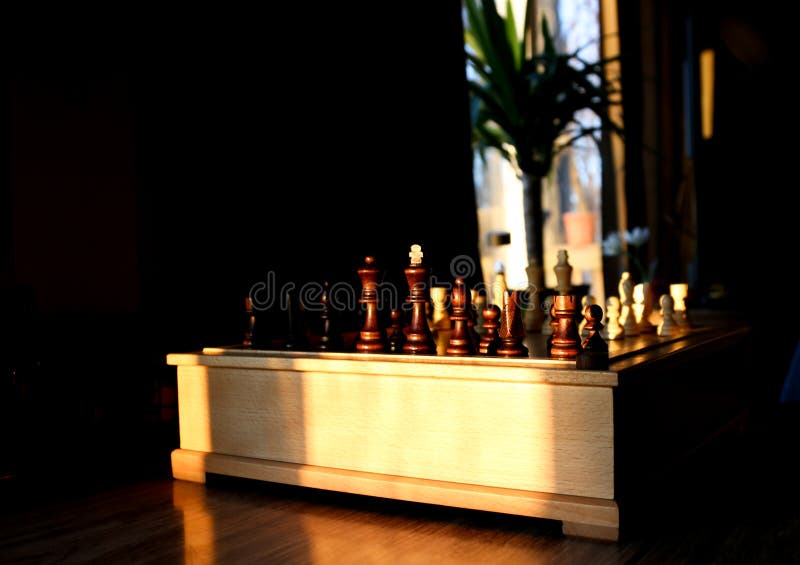 Wooden chess set. stock photo. Image of close, room - 111854682