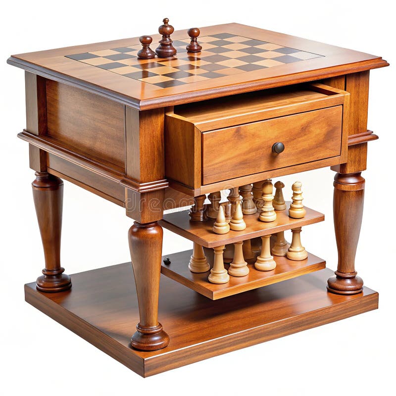 Wooden Chess Table with Storage Cabinet Stock Illustration ...