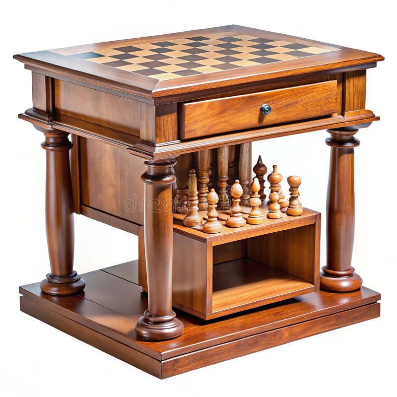 Wooden Chess Table with Storage Cabinet Stock Illustration ...