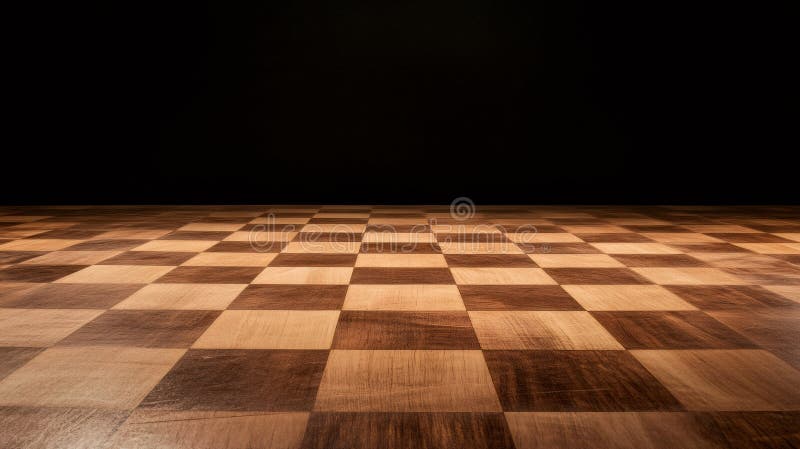 Wooden Chessboard Creating Checkered Pattern on Floor in Dimly Lit Room ...