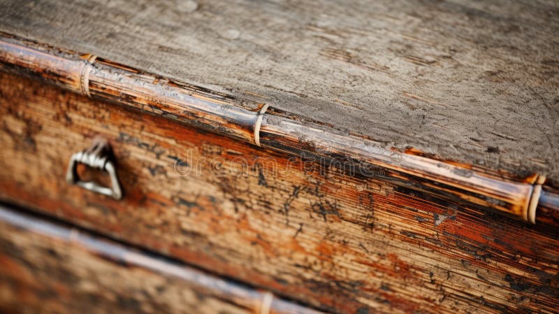 Rustic Vintage Bamboo Chest of Drawers with Natural Grain and Peeling ...