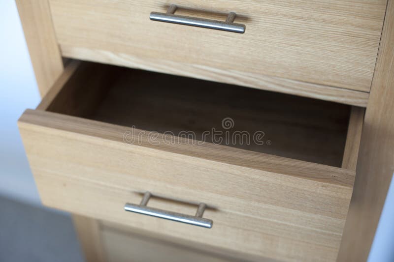 Wooden Chest of Drawers with Open Drawer Stock Image - Image of angle ...