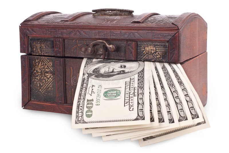 Wooden chest with coins stock image. Image of open, abundance - 23703903