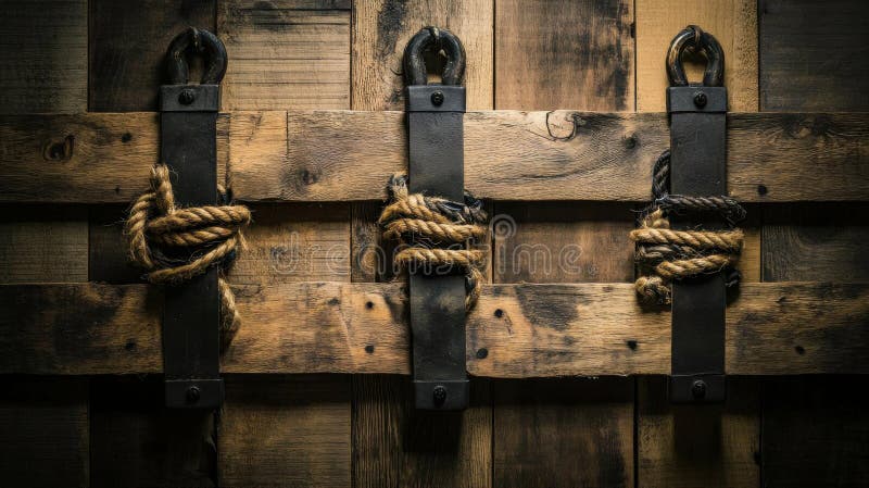 Wooden Chest with Ropes for Safe Keeping of Goods and Items Inside ...