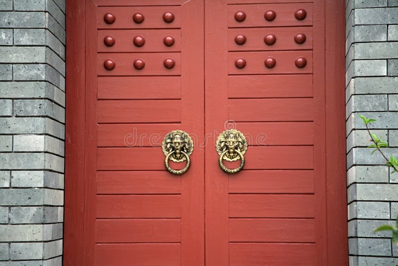 Wooden Chinese doors stock image. Image of daytime, daylight - 2394427