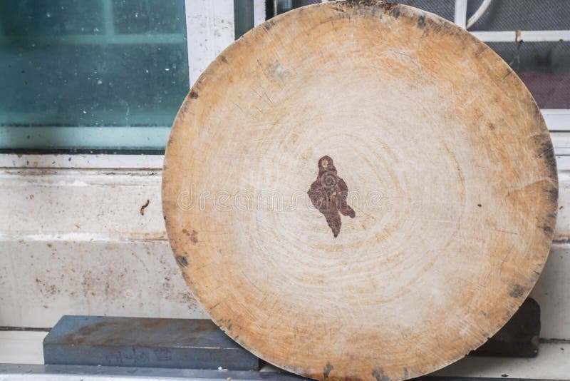 Wooden Chopping Block in Kitchen for Meat Slice Stock Photo - Image of ...
