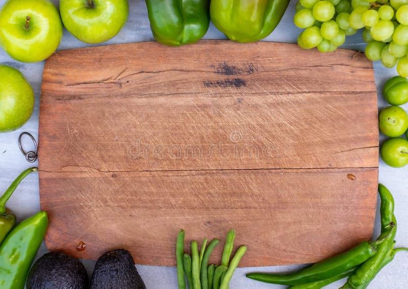 Wooden Chopping Board with Vegetables in the Frame Stock Photo - Image ...