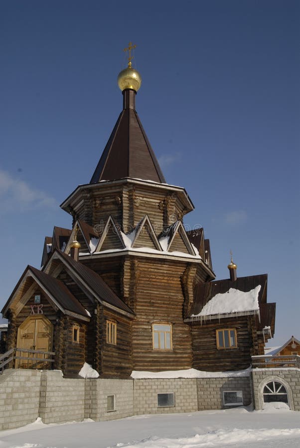 Wooden church stock image. Image of christian, snow, cross - 7121157