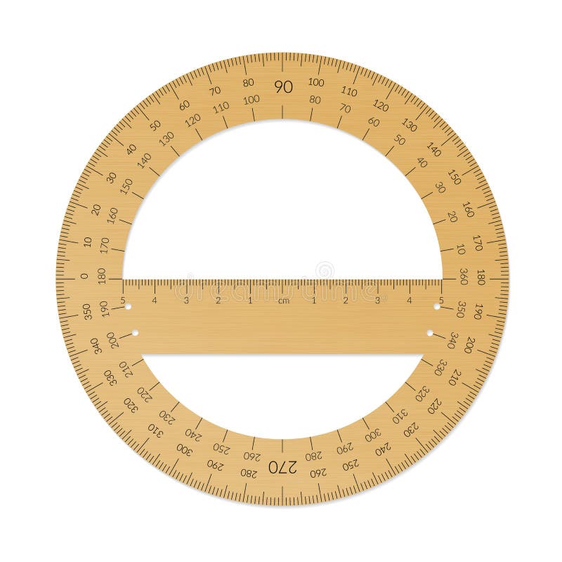 Wooden Circular Protractor with a Ruler Stock Vector - Illustration of ...